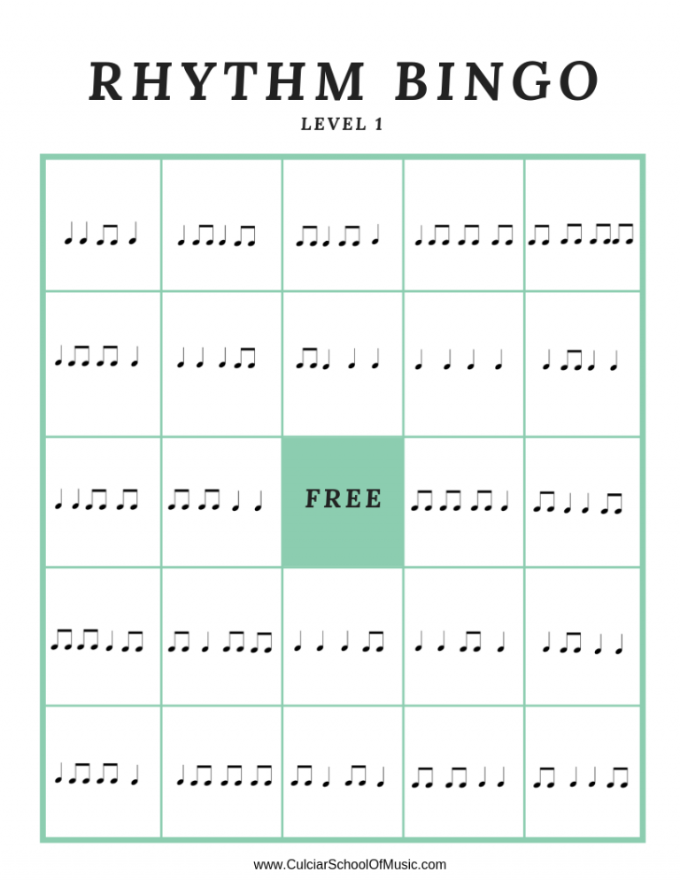 Rhythm Bingo Music Game | Culciar School of Music