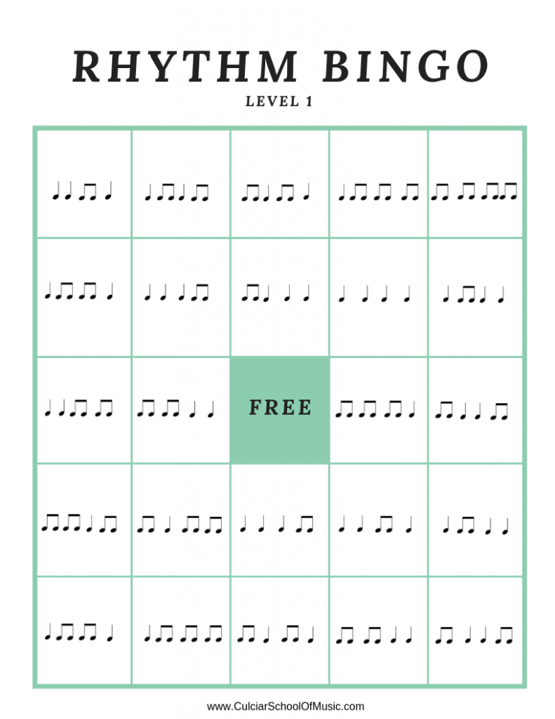 Rhythm Bingo Music Game | Culciar School of Music